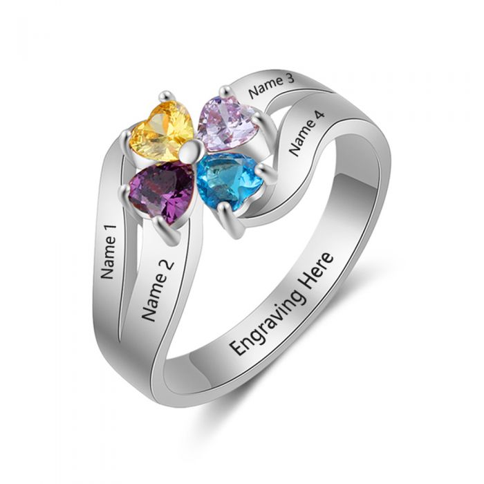 S925 Birthstone Flower Rings