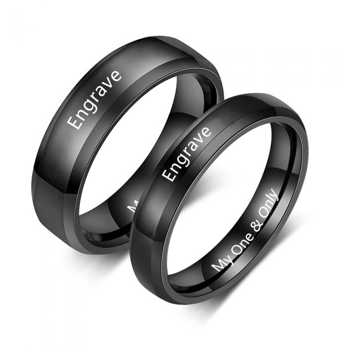 Personalized Stainless Steel Black Ring